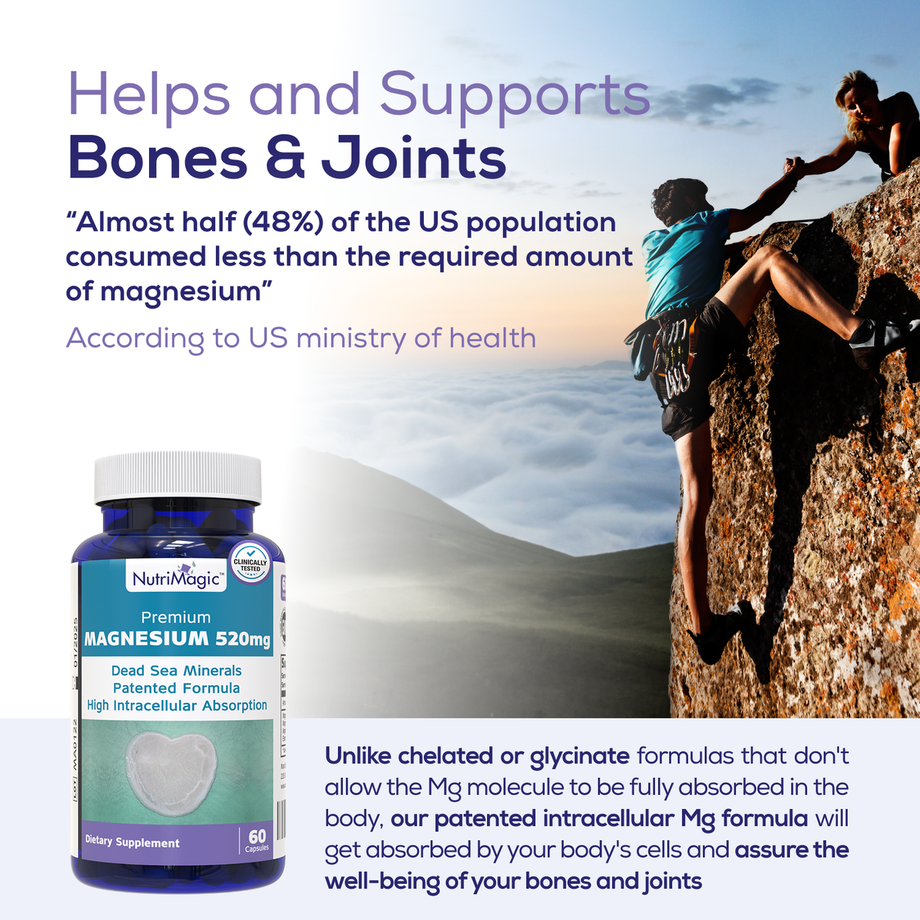 Pure High Absorption Magnesium 520mg From The Dead Sea - 139% RDV ...